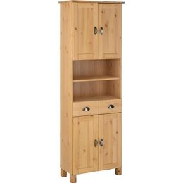 Hochschrank Home Affaire, B:60cm H:177cm T:30cm, beige, Massivholz, Badezimmer, Schr&auml;nke, "Oslo"