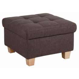 Hocker Home Affaire, B:64cm H:43cm T:64cm, braun, Struktur fein (100% Polyester);Chenille (100% Polyester);NaturLEDER (echtes Rindsleder) auf
