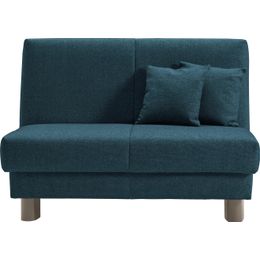 ell+ell Schlafsofa ELL + ELL, B:125cm T:100cm, blau, Wohnzimmer, Sofas, "Enny", Liegefläche Breite 120 oder 140 cm, Liegehöhe 40 cm, Füße alufarben