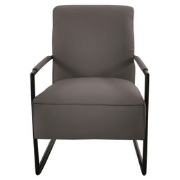 K+w Komfort & Wohnen Cocktailsessel, B:62cm H:77cm T:83cm, grau, K+W KOMFORT & WOHNEN, Sessel, mit bezogenen Armlehnen, Gestell in Metall schwarz Struktur