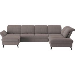 Sit & More Wohnlandschaft SIT & MORE, B:363cm H:88cm T:242cm, grau, 90% Polyester, 10% Polyamid, Sofas, "Leandro U-Form", Wahlweise mit Bett-, Kopfteil - und