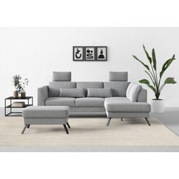 Sit & More Ecksofa SIT & MORE, B:254cm H:88cm T:188cm, grau, Wohnzimmer, Sofas, "Lindholm L-Form", mit Sitztiefenverstellung und Federkern
