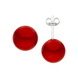 Jobo Damen Perlenohrringe, 10mm, Perlen Silber 925 (Sterlingsilber), rot, Perlen, Silber 925 (Sterlingsilber), Ohrringe, 925 Silber mit