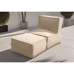 Sofaelement DOMO collection, B:75cm H:73cm T:115cm, beige, 100% Olefin, Polsterelemente, "Fiu: einfach aufblasbar, für Camping, Garten, Terrasse,