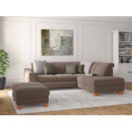 Sit & More Ecksofa SIT & MORE, B:263cm H:86cm T:219cm, grau, Wohnzimmer, Sofas, "Dundee L-Form", mit Federkern und Massivholzfüßen, wahlweise mit