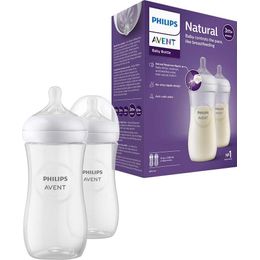 Philips Avent Baby Babyflasche "Natural Response SCY906/02", 330ml, transparent, Kunststoff, H:18,9cm, Trinkflaschen, 2 Stück, 330ml, ab dem 3. Monat
