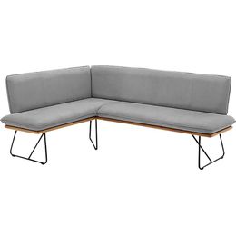 NIEHOFF SITZM&Ouml;BEL Eckbank, H:85cm T:68cm, grau, NIEHOFF SITZM&Ouml;BEL, 100% PES, Esszimmer, Sitzb&auml;nke, Spitzkissenoptik, mit umlaufender Holzleiste in Charakter-Eiche