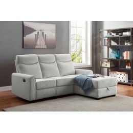 Ecksofa, B:206cm T:170cm, grau, ATLANTIC HOME COLLECTION, Wohnzimmer, Sofas, "Gero L-Form", mit Relaxfunktion und Stauraum, mit Cord-Bezug
