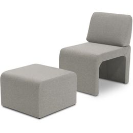Sessel DOMO collection, B:70cm H:82cm T:70cm, grau, 100% Polyester, Wohnzimmer, Sessel, "mit Hocker 700017 ideal für kleine Räume, platzsparend,