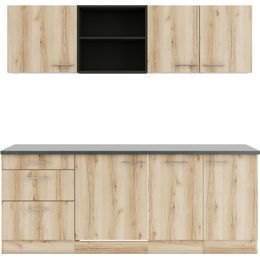 K&uuml;che Optifit, B:210cm T:60cm, beige, Komplettk&uuml;chen-Sets, "Bella", Breite 210 cm, wahlweise mit E-Ger&auml;ten