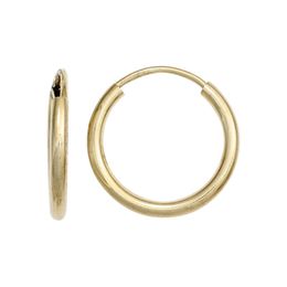 Jobo Damen Paar Creolen, 15mm, Gelbgold 585, gelb, Gelbgold 585, Ohrringe, rund 585 Gold