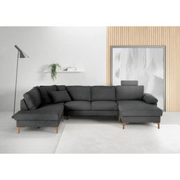 Wohnlandschaft 3C CANDY, B:339cm H:86cm T:220cm, schwarz, 95% Polyester, 5% Nylon, Sofas, "Lecce, wahlweise PUR-Schaumstoff oder