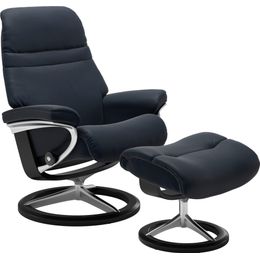 Relaxsessel stressless, B:92cm H:105cm T:80cm, blau, Leder BATICK: BATICK ist ein leicht korrigiertes, durchgefärbtes und genarbtes Möbelleder, bei