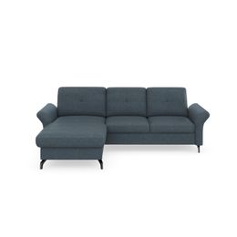 Ecksofa Places of Style, B:258cm H:91cm T:165cm, blau, 100% Polyester, Wohnzimmer, Sofas, "Calando L-Form", wahlweise mit Bettfunktion, Bettkasten
