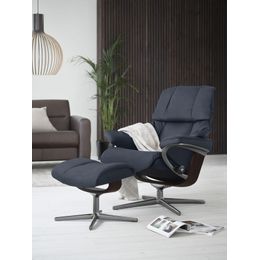 Relaxsessel stressless, B:83cm H:100cm T:76cm, blau, Microfaser DINAMICA (88% Polyester, 12% Polyurethan), Wohnzimmer, Sessel, "Reno", mit Cross