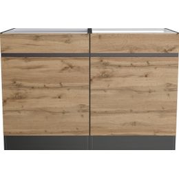 Spülenschrank KOCHSTATION, B:120cm H:82cm T:60cm, braun, Holzwerkstoff, Küche, Schränke, "KS-Riesa", Breite 120 cm, MDF-Fronten