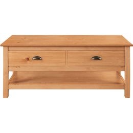 Couchtisch Home Affaire, B:110cm H:45cm T:50cm, beige, Wohnzimmer, Tische, "Schr&ouml;der", mit 2 Schubladen und 1 Einlegeboden, aus massivem Kiefernholz