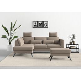 Sit & More Ecksofa SIT & MORE, B:254cm H:88cm T:188cm, grau, Wohnzimmer, Sofas, "Lindholm L-Form", mit Sitztiefenverstellung und Federkern