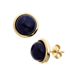 Jobo Damen Paar Ohrstecker, 10,4mm, Gelbgold 585, gelb, Gelbgold 585, Ohrringe, rund 585 Gold mit Lapislazuli