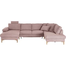 Wohnlandschaft 3C CANDY, B:339cm H:86cm T:220cm, rosa, 95% Polyester, 5% Nylon, Sofas, "Lecce, wahlweise PUR-Schaumstoff oder Tonnentaschenfederkern