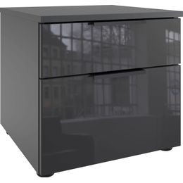 Nachtkommode wimex, B:41cm H:39cm T:41cm, grau, Spanplatte, Sideboards, "Level36 black C by fresh to go", Nachttisch mit Glaselementen auf der Front,