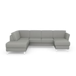 Sit & More Wohnlandschaft SIT & MORE, B:303cm H:87cm T:213cm, silber, Sofas, "Visby U-Form", Wahlweise mit Bettfunktion und Stauraum, frei im Raum stellbar