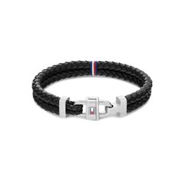 Tommy Hilfiger Herren Armband "Schmuck Edelstahl Armschmuck Lederarmband", 19cm, Edelstahl Leder, grau, Edelstahl, Leder, Armb&auml;nder