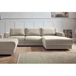 Ecksofa Andas, B:264cm H:80cm T:175cm, beige, Luxus-Microfaser Lederoptik (100% Polyester);Struktur grob (100% Polyester);Samtoptik (100% Polyester),