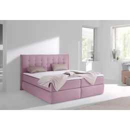 Boxspringbett Inosign, B:195cm L:210cm, rosa, Feinstruktur(100% Polyester);Bezug der Spiegelfläche Matratzendrell aus 100% Polyester, Komplettbetten,