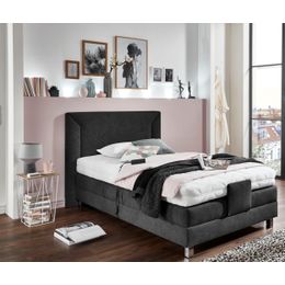 Boxbett, B:134cm L:214cm, schwarz, Westfalia Schlafkomfort, Bezug der Obermatratze: 100% Polyester, abnehmbar und waschbar bis 60C;Box und Kopfteil: