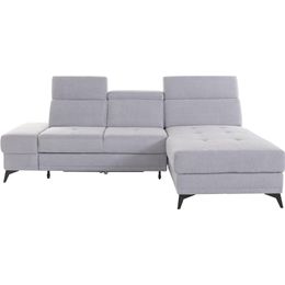 Ecksofa Inosign, B:246cm H:83cm T:173cm, silber, Webstoff (100% Polyester);Luxus-Microfaser Paris (90% Polyester/10% Polyamid);Struktur fein (100%