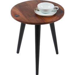 Beistelltisch Tom Tailor HOME, B:40cm H:46cm, schwarz, Wohnzimmer, Tische, "T-WOOD TABLE SMALL", Beistelltisch mit Knopfdetail, dunkles Mangoholz und