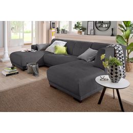 Wohnlandschaft Home Affaire, B:297cm H:85cm T:163cm, grau, Filzoptik (100% Polyester);Struktur (100% Polyester);Webstoff (100% Polyester), Sofas,