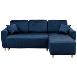 Ecksofa Home Affaire, B:220cm H:86cm T:160cm, blau, Microfaer (100% Polyester);Struktur fein (100% Polyester);Samtoptik (100% Polyester), Wohnzimmer,