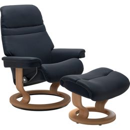 Relaxsessel stressless, B:75cm H:100cm T:73cm, blau, Leder BATICK: BATICK ist ein leicht korrigiertes, durchgefärbtes und genarbtes Möbelleder, bei