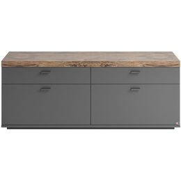 Lowboard, B:150cm H:60cm T:43,8cm, grau, SET ONE BY Musterring, Sideboards, "Lancaster", In 2 Breiten erh&auml;ltlich, Rahmen in Eicheabsetzung, mit
