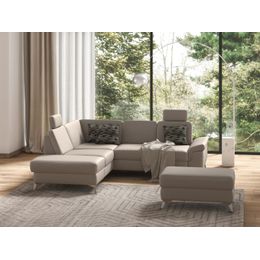 Sit & More Ecksofa SIT & MORE, B:276cm H:89cm T:228cm, grau, Wohnzimmer, Sofas, "Padua L-Form", inklusive Sitztiefenverstellung, Armteilfunktion und Federkern