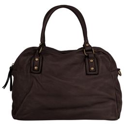 Samantha Look Damen Shopper, braun, Leder, leicht glänzend, unifarben, Taschen, echt Leder, Made in Italy