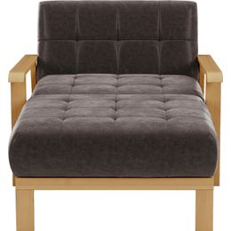 Sit & More Recamiere SIT & MORE, B:109cm H:88cm T:185cm, grau, 100% Polyester, Sofas, "Billund", Armlehnen aus eichefarbigem Buchenholz, verschiedene Bez&uuml;ge und