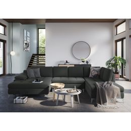 Sit & More Wohnlandschaft SIT & MORE, B:346cm T:201cm, grau, Sofas, "Latigo U-Form", mit Mega-Recamiere, wahlweise mit Bettfunktion und Bettkasten