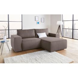 Ecksofa, B:242cm H:87cm T:160cm, braun, LOOKS by Wolfgang Joop, Feinstruktur weich (100% Polyester);Struktur fein (100% Polyester), Wohnzimmer,
