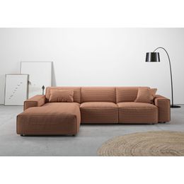 Ecksofa Andas, B:294cm H:71cm T:191cm, braun, 100% Polyester, Wohnzimmer, Sofas, "Glimminge auch in Breitcord, Feincord, Bouclé + Easy care-Bezug",