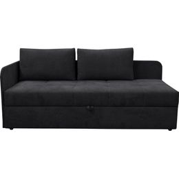 Schlafsofa Alina, B:205cm H:73cm T:95cm, schwarz, Struktur fein XBO (100% Polyester), Kinderzimmer, Sofas, "Marla", inkl. Stauraum & 2 Rückenkissen,