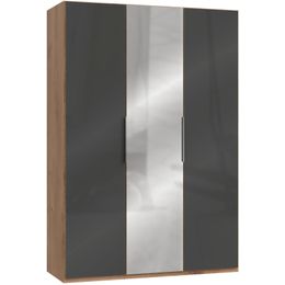 Kleiderschrank wimex, B:150cm H:216cm T:58cm, grau, Schlafzimmer, Schränke, "Level by fresh to go", mit Glas- und Spiegeltüren