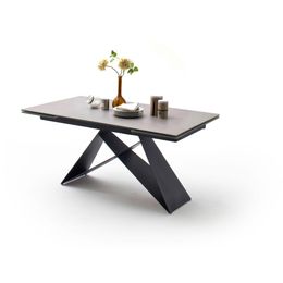 Esstisch MCA furniture, B:160cm H:75cm T:90cm, grau, Keramik-Sicherheitsglas-Metall Gestell, Wohnzimmer, Tische, "Kobe", Esstisch Glas-Keramik mit