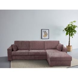 Ecksofa Home Affaire, B:300cm H:85cm T:173cm, braun, 100% Polyester, Wohnzimmer, Sofas, "Roma "L" Dauerschlaffunktion, mit Unterfederung",