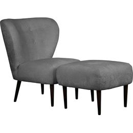 Sessel, B:84cm H:92cm T:83cm, grau, LeGer Home by Lena Gercke, 100% Polyester, Wohnzimmer, Sessel, "Dinah", Knopfheftung im Rücken, wahlweise mit