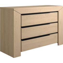 Kombikommode GAMI, B:123cm H:80cm T:45cm, braun, Spanplatte, Schlafzimmer, Sideboards, "Kommode 3 Schubladen", In 2 Farben erhältlich