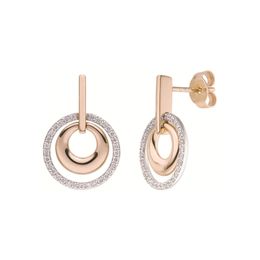 Jobo Damen Paar Ohrh&auml;nger "Kreise", SI = kleine Einschl&uuml;sse, Diamanten Ros&eacute;gold 585 Wei&szlig;gold 585, rosa, Diamanten, Ros&eacute;gold 585, Wei&szlig;gold 585,