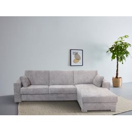 Ecksofa Home Affaire, B:280cm H:85cm T:173cm, grau, 100% Polyester, Wohnzimmer, Sofas, "Roma "M" Matratzenhöhe 14 cm, Dauerschlaffunktion, mit